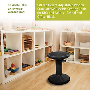 Pearington SitFree Height Adjustable Wobble Stool, Active Flexible Seating Chair for Kids and Adults - School and Office, Black