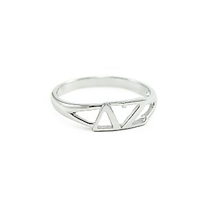 The Collegiate Standard Sterling Silver Delta Zeta ring with cut-out letters size 5
