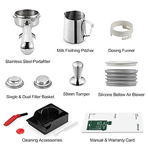 COUPLUX Espresso Machine with Grinder, Coffee and Espresso Maker Combo All in One Coffee Machine, 20 Bar Cafe Espresso Machine with Milk Frother for Latte Cappuccino, 2.8L Water Tank, 58MM Portafilter