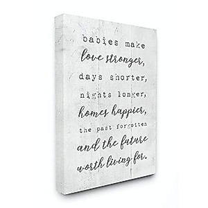 Stupell Industries Babies Make Love Stronger Family Home Kids Grey Word, Design by Artist Daphne Polselli Wall Art, 24 x 30, Canvas