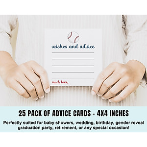 Baseball Advice Cards, 25 Pack - Fun Bridal Shower Activity, Best Wishes Graduation Congratulations New Parents Advice Baby Shower Game Alternative Birthday Time Capsule Cute Party Ideas