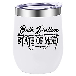 ATHAND State Of Mind TV Show Merch-12oz Insulated Wine Tumbler with Lid -Vacuum Stainless Steel Coffee Mug Stemless Cup- Unique Birthday Gifts Idea for Men Women (White)