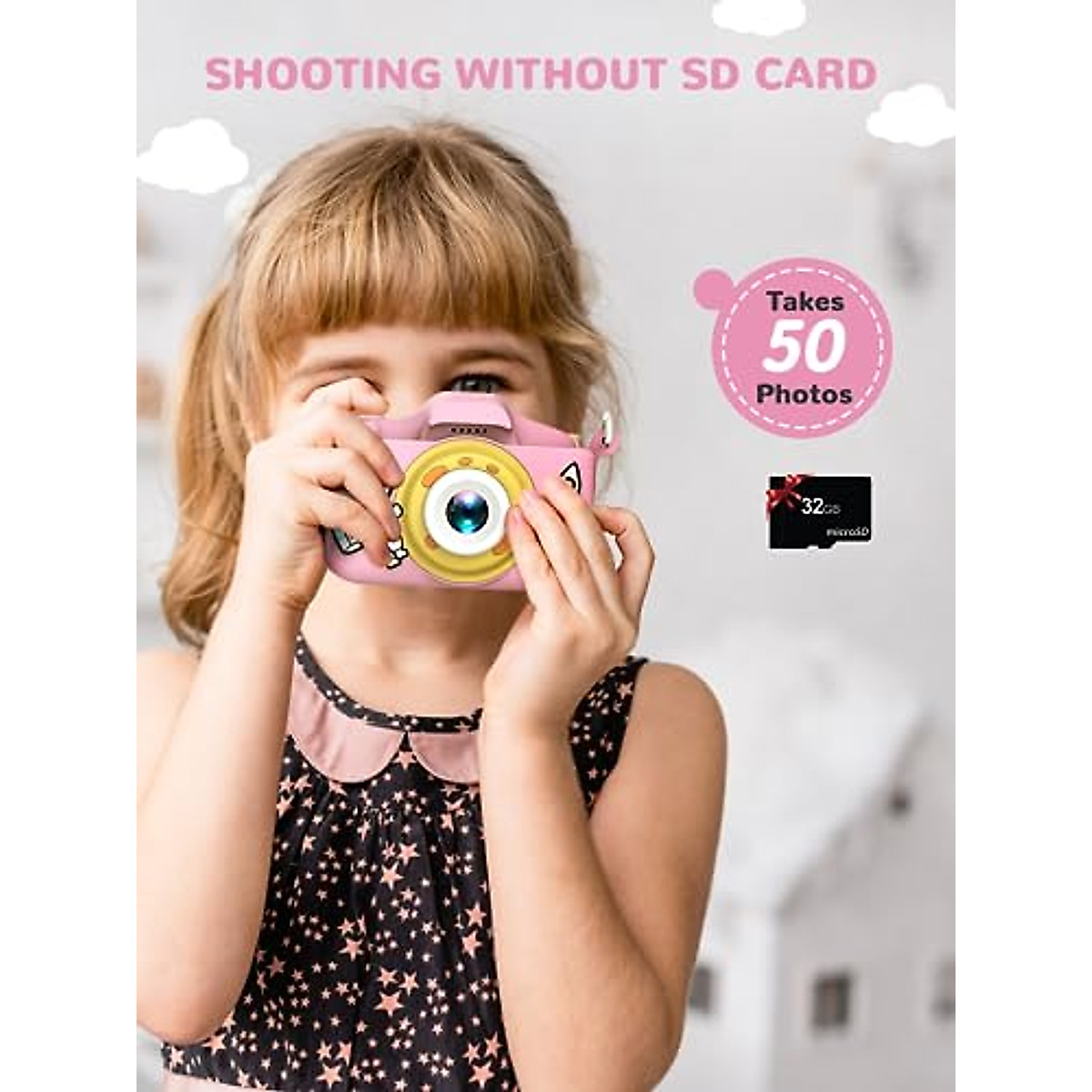 Andoer Kids Camera Toy Children Mini Camera Dual Front and Rear Digital Camera, Gift for Boys and Girls 3-12 Year Old with Astronaut Cartoon Soft Silicone Cover 32GB Card & USB 2.0 Card Reader