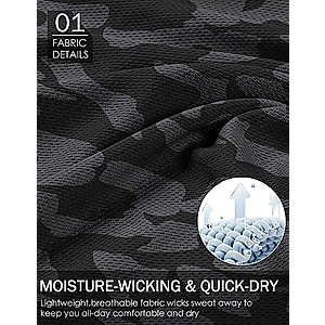 Aolesy Men's Basketball Zipper Pockets 10 inch Athletic Lightweight Mesh Gym Workout Running Shorts, Camoblack, Large