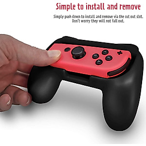 EIMGO Controller Grip for Nintendo Switch Joy-Con, Wear-Resistant Handheld Joystick Remote Handle Compatible with Switch, 2 Pack (Black)