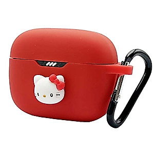 Silicone Case Fit for JBL Tune 130NC TWS,Cute Case Compatible with JBL Tune 130NC TWS with Keychain (Red)