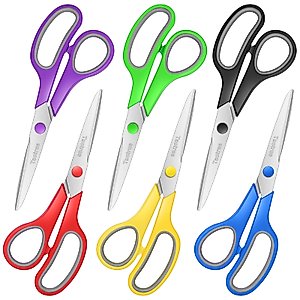 Scissors Bulk of 6-Pack, Taotree 8" Scissors All Purpose Comfort Grip Sharp Scissor for Office School Supplies, Classroom Student Teacher Craft Sewing Fabric Scissor, Paper Cutter, Scrapbook Supplies
