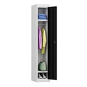 GangMei Locker Cabinet with 1 Door, Metal Locker with Doors for Employees Gym School Kids Office, Garage, Bedroom, Assembly Required