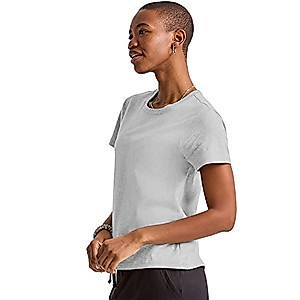 Hanes Comfortblend Originals Cotton T-Shirt, Classic Crewneck Women's Tee, Curved Back Hem, Light Steel, Medium