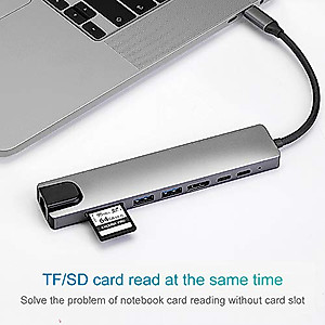 Baile USB C Hub Type c Hub Adapter, 8 in 1 with Ethernet, 4K HDMI,USB 3.02, 87W PD, USB-C Data Port and SD/TF Docking Station Compatible with MacBook and Other USB-C Laptops