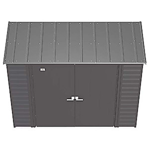 Arrow Shed Select 8' x 4' Outdoor Lockable Steel Storage Shed Building, Charcoal