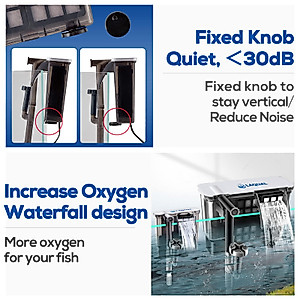 LAQUAL Aquarium Filter with Surface Skimmer, 30-50 Gallon Small Fish Tank Filter, Full Contact & 3 Layer Filtration, Quiet & Efficient, Waterfall Design for Increasing Oxygen, Hang on Back Filter