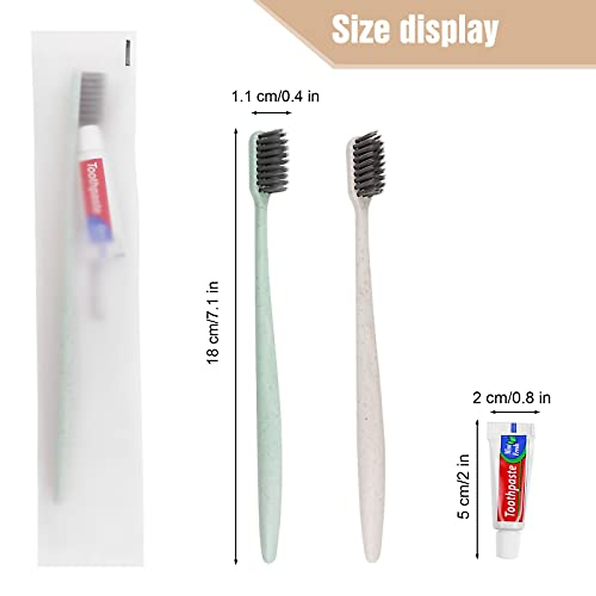 Xuezoioy Disposable Toothbrushes with Toothpaste,60 Pack Individually Wrapped Disposable Travel Toothbrushes Kit in Bulk for Homeless,Nursing Home,Hotel,Charity (Apricot+Green)