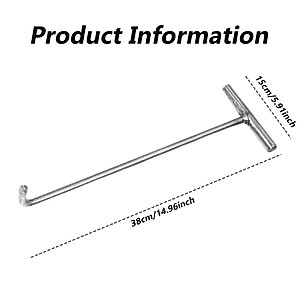 Peosaard Manhole Cover Hook, 15x5.9 Stainless Steel Manhole Cover Hook, Non Slip Manhole Cover Lifter Hooks, Drain Grate Lifter with Thick Handle for Roll-Up Door