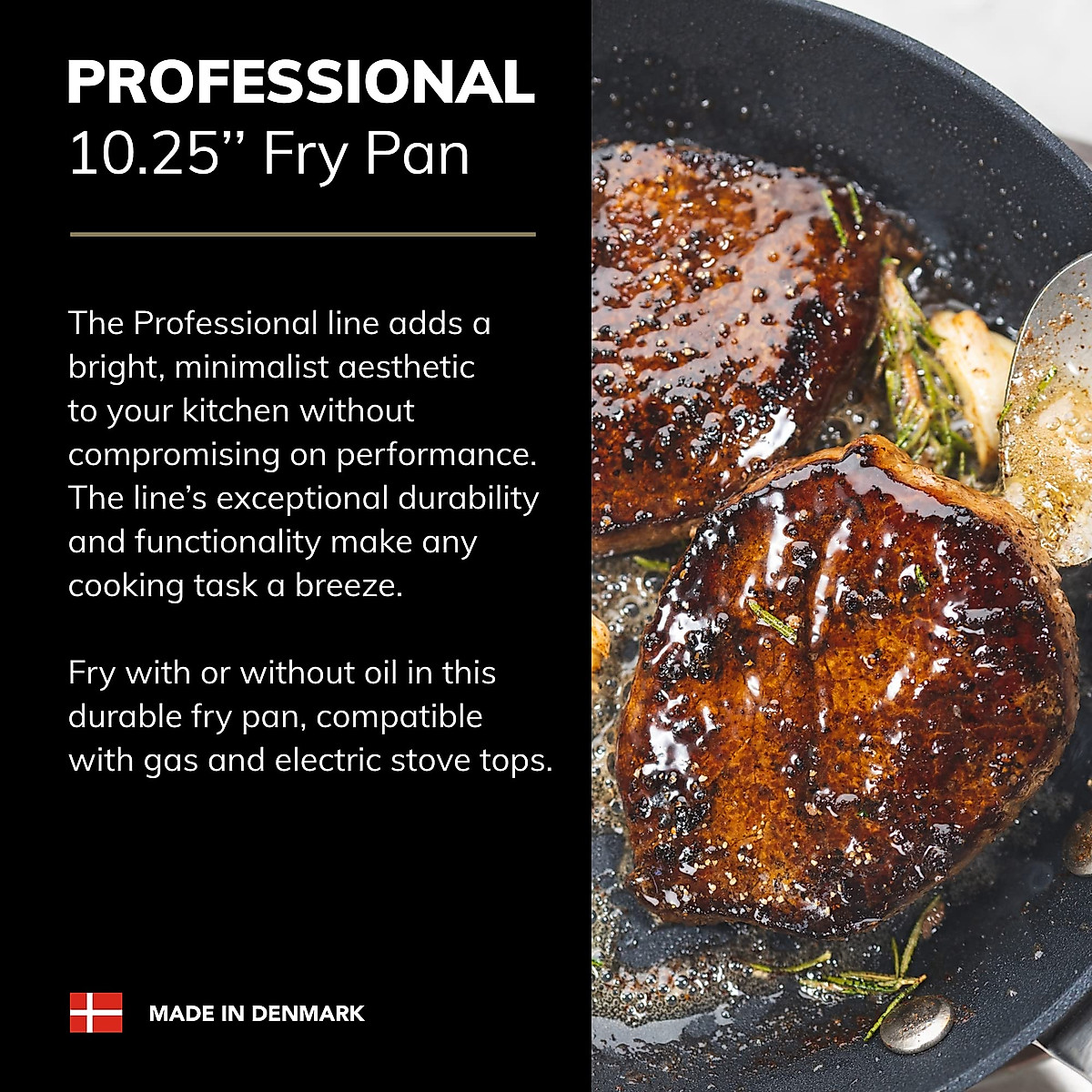 SCANPAN Professional 10.25” Fry Pan - Easy-to-Use Nonstick Cookware - Dishwasher, Metal Utensil & Oven Safe - Made in Denmark