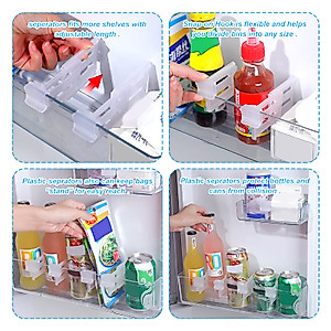 Simfree 4 PACKS refrigerator dividers,refrigerator dividers for shelves,Plastic Refrigerator Dividers Organizer,Expandable from 2.5-4.3 inches drawer dividers for refrigerator drawer,Kitchen Storage