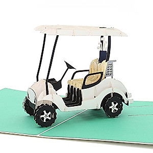 Liif Golf Cart Greeting Pop Up Card for All Occasions, Retirement, Happy Birthday Card, Fathers Day Card, Golf Gifts for Men, Women, Novelty Gifts, Unique Gifts for Golfer Fans Coworker
