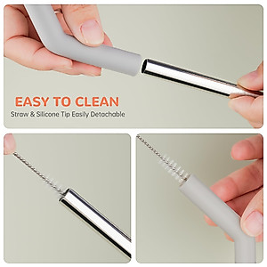 Tomorotec 40oz Straws, 13 Inch Stainless Steel Straw with Silicone Extender Tip for Stanley Adventure Quencher Tumbler 6-Pack with 2 Brushes, 0.35" Diameter Straws Food Grade BPA-Free Colorful Set