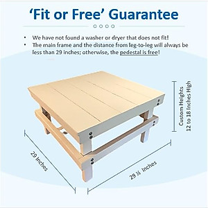 Made in the USA | Homemade Wooden Laundry Pedestal | Custom Heights 12"-18" H | Supports 500 LBS | Fit or Free Guarantee | Samsung, LG, GE, Whirlpool, Etc
