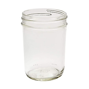 North Mountain Supply 8 Ounce Glass Regular Mouth Tapered Mason Canning Jars - No Lids - Case of 12