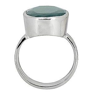 YoTreasure 13x18 MM Green Onyx Solitaire 925 Sterling Silver Hammered Ring