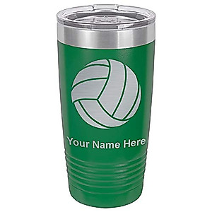 LaserGram 20oz Vacuum Insulated Tumbler Mug, Volleyball Ball, Personalized Engraving Included (Green)