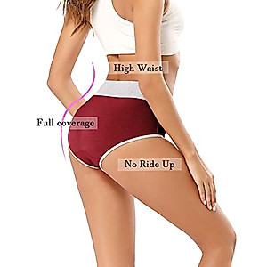 POKARLA Womens Cotton Underwear High Waist Full Coverage Briefs Soft Breathable Postpartum Panties Stretch Underpants Regular & Plus Size