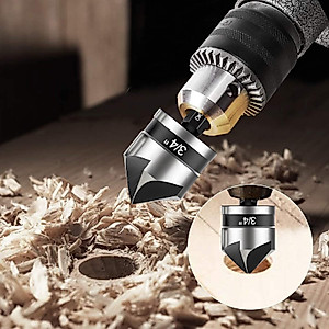 Countersink Drill Bit Set 5-Piece, M2 HSS, 82 Degree, 5 Flute, ¼” Quick Change Hex Shank, 1/4” 3/8” 1/2” 5/8” 3/4” Sharp and Durable Countersink Bits for Metal Wood and Plastic, with Storage Case