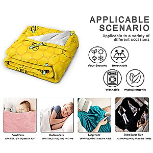 Honeycomb Cute Bee Yellow Blankets for Couch Sofa Bed Fleece Throw Blanket Super Soft Lightweight Warm Gift for Kids Women Indoor Home Decor 40"x30" for Pets