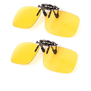 BLUE CUT Clip on Polarized Night vision Glasses Flip up Sunglasses UV-400 to Wear Over prescription Glasses for night driving