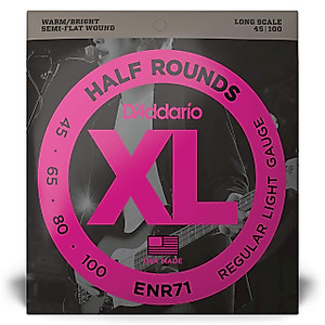 D'Addario XL Half Rounds Bass Guitar Strings - ENR71 - Long Scale - Regular Light, 45-100