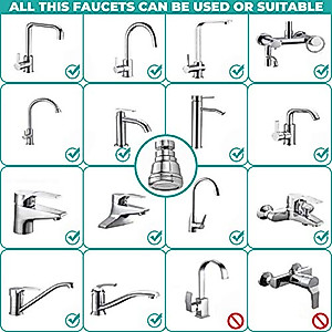 BQZONE Kitchen Sink Faucet Sprayer Attachment, Movable Kitchen Tap Head, 360° Rotatable Anti-Splash Faucet Nozzle Head, Water Saving Kitchen Sink Faucet Sprayer Head Replacement(Chrome)