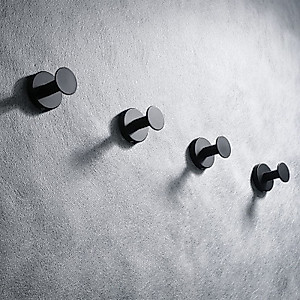 MENEAU Coat Hooks Punch Free Round Hook Stainless Steel Bathroom Clothes Hook Bedroom Hook Home Decor Storage Hook Black 1Pcs