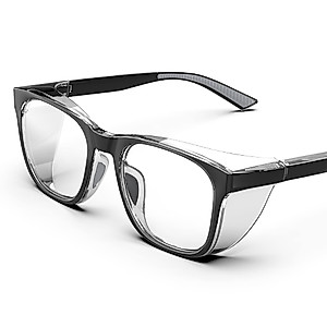 TOREGE Stylish Safety Glasses For Men And Women, Safety Goggles Eye Protection With Anti-Fog And Anti-Blue Light Lens, Light And Comfortable, Perfect Alt To Regular Protective Eyewear(Black/Gray)