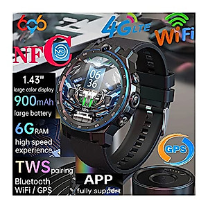 JAITEA New 6GB +128GB Smartwatch 4G GPS WiFi Dual-Camera Sports Bluetooth Talking Smartwatch Dual System Music NFC Men