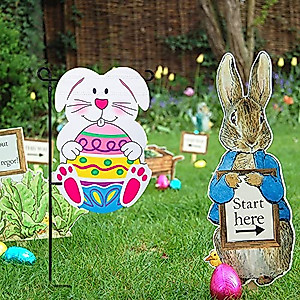 YEAHOME Easter Garden Flag 12.5 x 18 Inch Vertical Double Sided Decorative. With Bunny and Eggs Holiday Easter Decor for Outside Yard Outdoor Farmhouse Easter Decorations