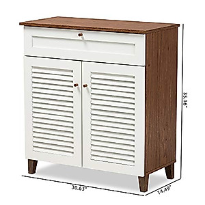 Baxton Studio Shoe Cabinets, White/Walnut