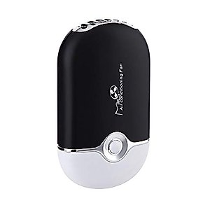 ThreeH Portable Mini Personal Fan Handheld USB Rechargeable Bladeless Air Conditioner Mute Electric Built-in Li-ion Battery Powered Desk Cooling Fan H-F015Black