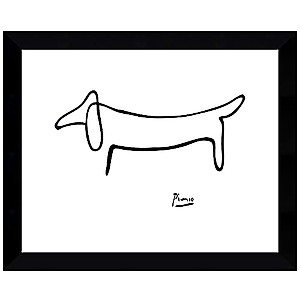 Amanti Art Wood Framed Wall Art Print Le Chien (The Dog) by Pablo Picasso (11 in. W x 9 in. H), Svelte Unique Black Frame - X-Small
