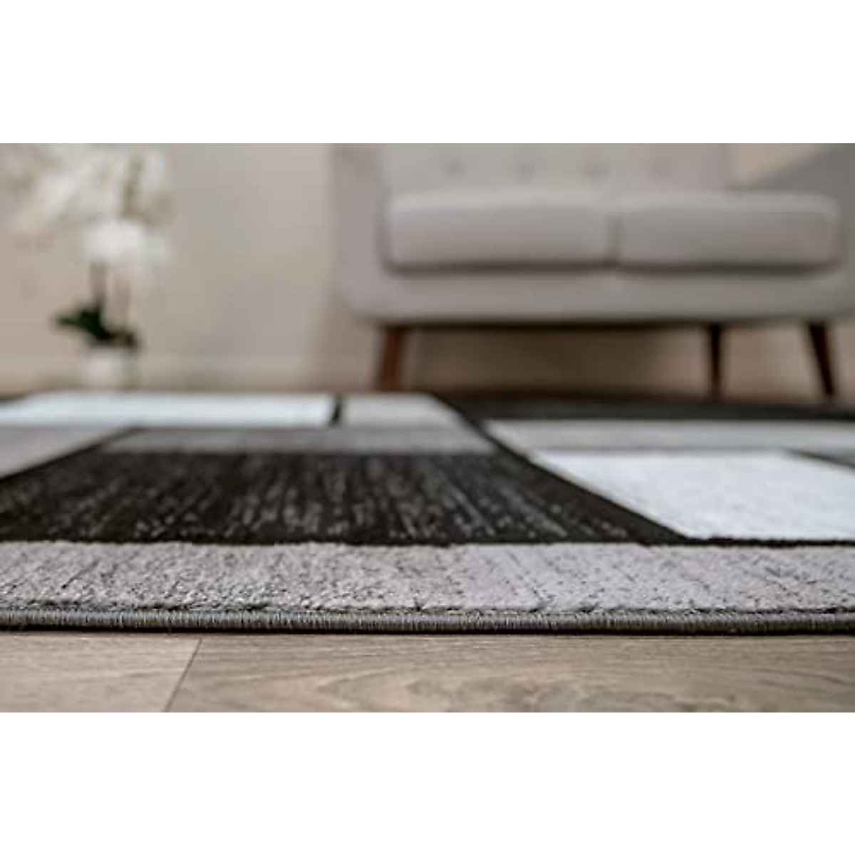 Rugshop Contemporary Modern Boxes for Home Office,Living Room,Bedroom,Kitchen Non-Shedding Area Rug 7' 10" X 10' 2" Gray