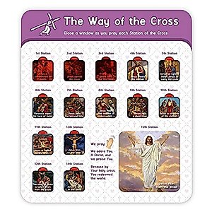 The Way of The Cross Window Chart Learning Activity for Catholic Kids, Vacation Bible School, Christian Sunday Church, 8 x 9 Inches