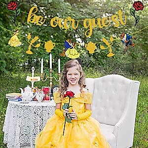 Be Our Guest Banner, Beauty And The Beast Decorations Birthday Bachelorette Engagement Bridal Shower Baby Shower Birthday Party Favor Supplies Decorations