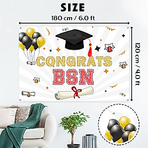 INNORU Congrats BSN Backdrop Banner, Nurse BSN RN Graduation Prom Photography Backdrop Durable Fabric Congrats Grad Banner Medical Nursing School Graduation Party Decorations Photo Booth Props 6x4ft