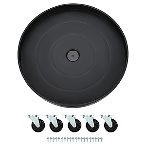 KUAFU 500 lbs Drum Dolly for 55 Gallon Round Container, Heavy Duty Plastic Drum Cart, Durable Plastic Barrel Cart with 5 Swivel Casters Wheels for Moving Item Transport Black