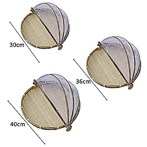 Serving Baskets Covered Round Bamboo Serving Food Tent Basket Bread Storage Container with Mesh Food Nets Fruit Cover