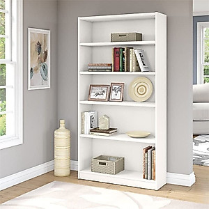 Bush Furniture Universal 5 Shelf Bookcase in Pure White (WL12417-03)