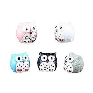 5 Pcs Miniature Garden Ornament Resin Owls Figure Animal Toys Fairy Garden Office Decor Fish Tank Aquarium Bonsai Dollhouse Decorations