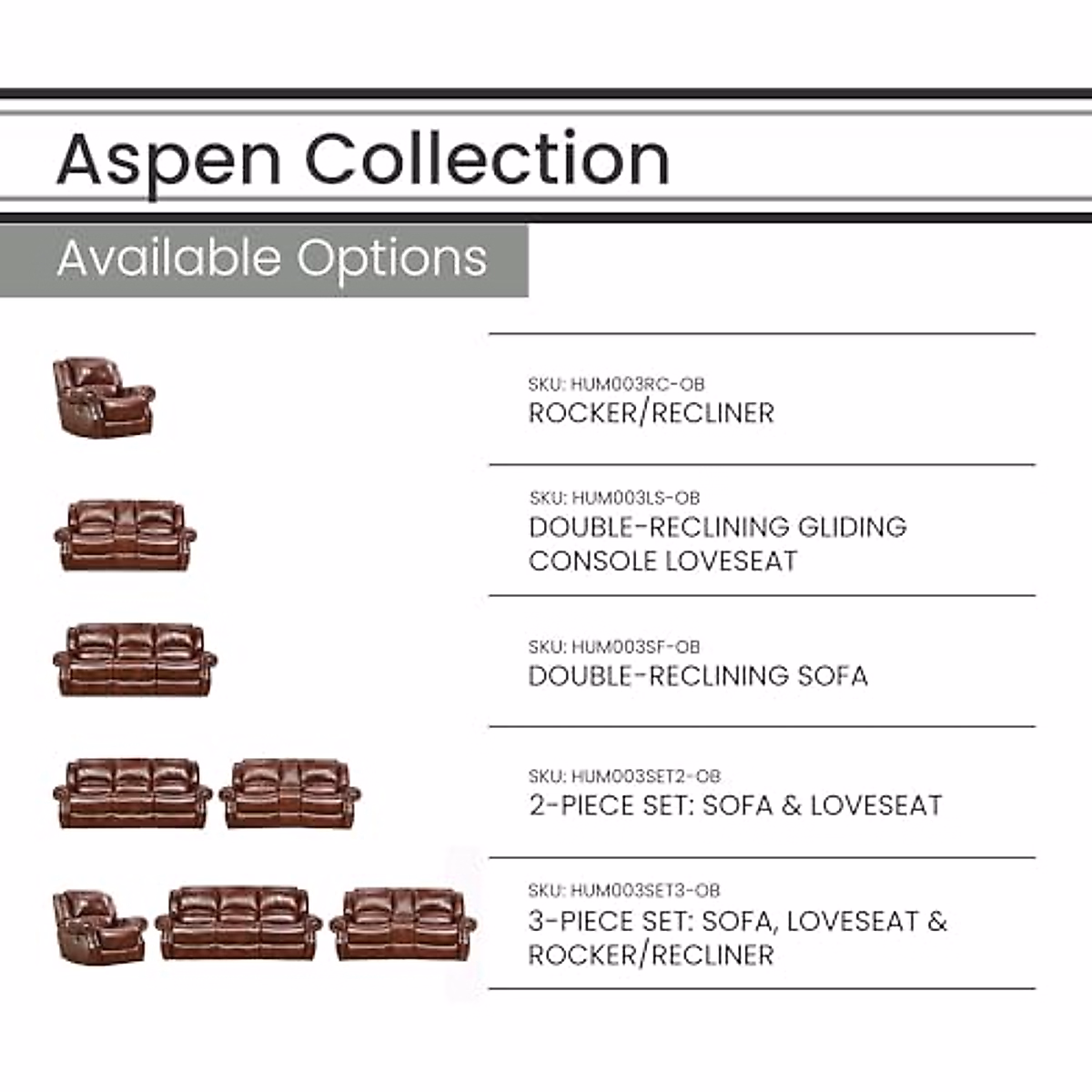 Hanover Aspen Rocker Recliner Chair, 100% Genuine Leather Deep-Seating Rocker for Living Room, Family Room, Den, or Man Cave, Space Saving Cushioned Rustic Armchair, Oxblood