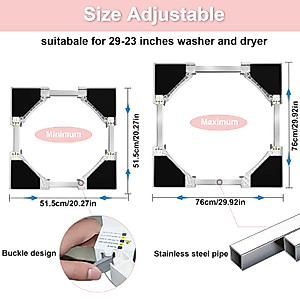 Kiss Core 29 inch Washer Dryer Stacking Kit, Universal Stacking Kit for Washer and Dryer, Adjustable 29"/28"/27"/26"/25"/24" Stackable Washer and Dryer Stacking Kit with Ratchet Strap