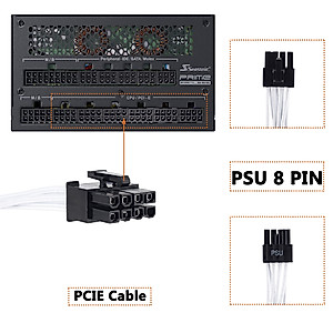 OUCAXIA PSU 8 Pin to 6+2 Pin PCIE Sleeved Cable, Male to Male GPU Cable for Seasonic Focus Prime ASUS ROG Thor Strix Modular Power Supply (65cm)